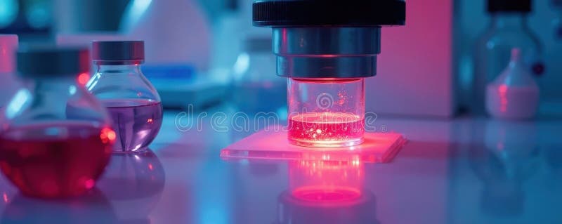 Close Up of Biotech Lab Equipment Analyzing Sample, Innovation, Fluid ...