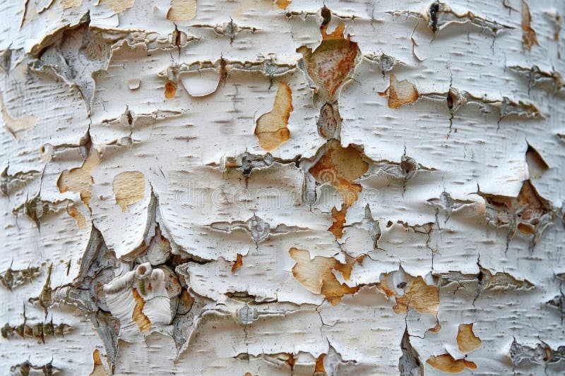 Close-up of a Birch Tree Bark Texture with Peeling Layers and a Range ...