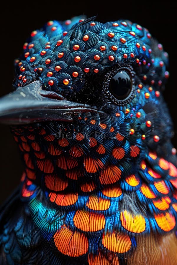 A Close Up of a Bird with Colorful Feathers and Orange Eyes, AI Stock ...