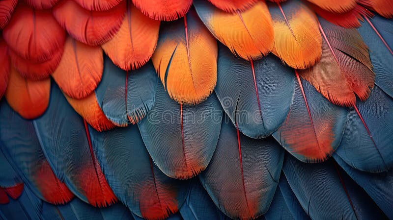 A Close Up of a Bird S Feathers with a Blue and Red Pattern Stock Image ...