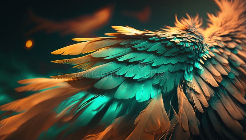 A Close Up of a Bird S Wings with a Dark Background Stock Illustration ...