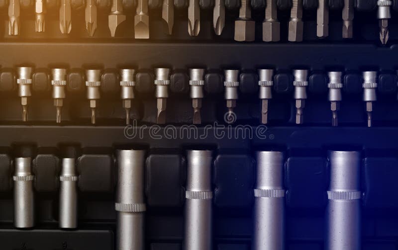 Close-up of Bit and Socket Tool Set, Neatly Arranged in Sturdy Case ...