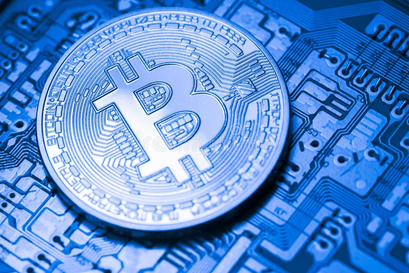 Close Up of Bitcoin Money Mining Connect Internet Network . Stock Photo ...