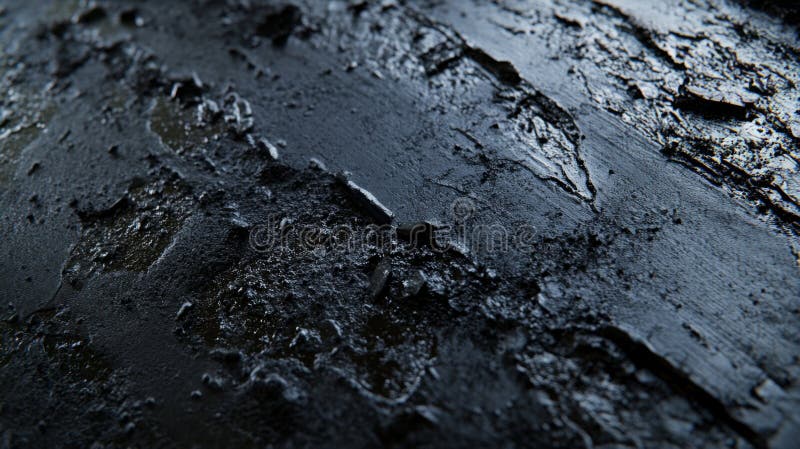 Close-up of Bitumen Roofing Material Being Applied in Industrial ...