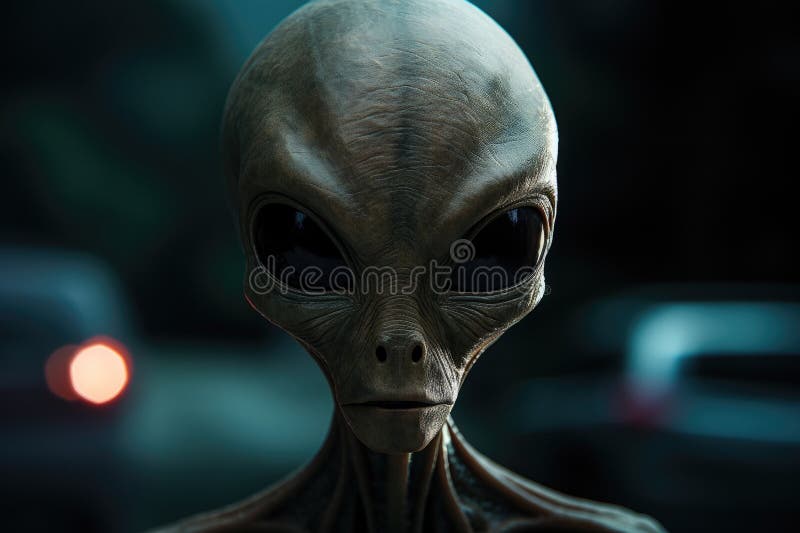 Close Up of a Black Alien, Alien in the Dark, AI Generated Stock ...