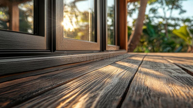 In this Close-up, a Black Aluminum Window Frame with Double-glazed ...