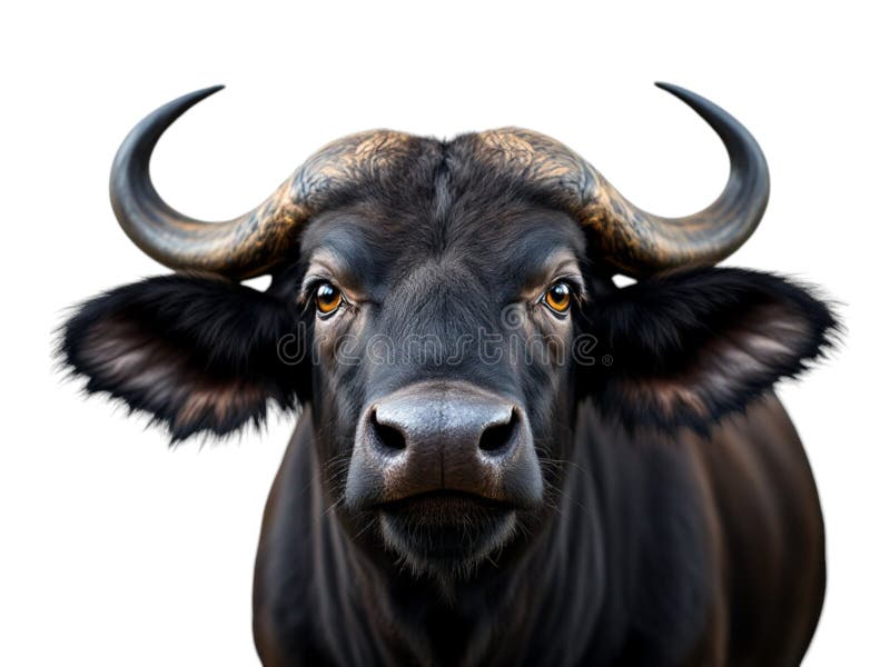 Close-up of a Black Buffalo S Intriguing Face Stock Illustration ...