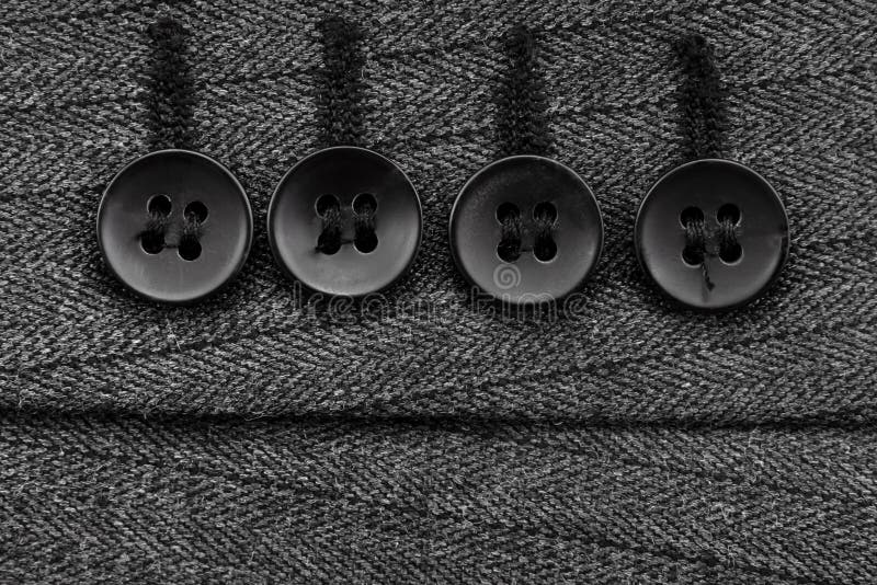Close-up of Black Buttons on the Sleeve of a Man S Jacket. Man S Jacket ...