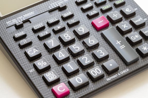 Close Up Black Calculator with Numbers Stock Photo - Image of work ...