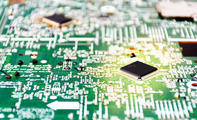 Close Up Black Central Processing Unit Mock Up with Gold Light Effect ...