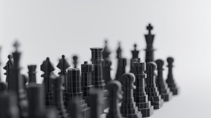 Close-up of Black Chess Pieces Arranged in Grid Design Stock Image ...