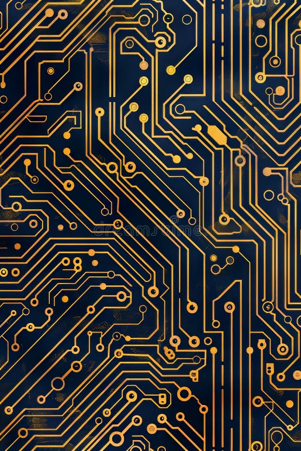 Close Up Black Circuit Board with Gold Connectors Technology Concept ...