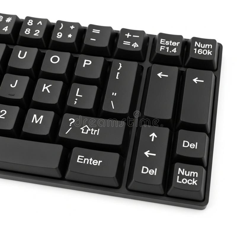 Close-up of a Black Computer Keyboard with QWERTY Layout and Numeric Keypad Technology Stock ...