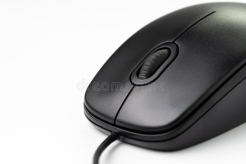 Close-up of Black Computer Mouse with Middle Scroll Wheel and Co Stock ...