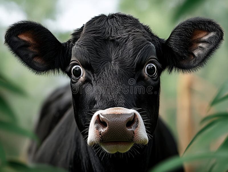 A Close Up of a Black Cow Looking at the Camera Stock Image - Image of ...