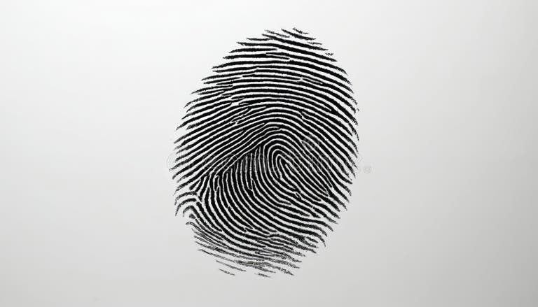 Close-up Black Fingerprint on White Background. Unique Human Pattern ...