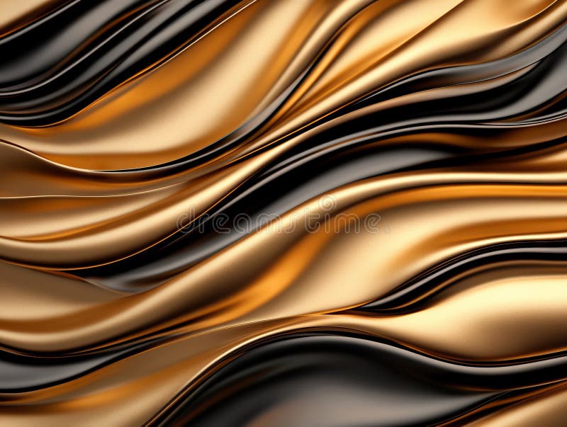 A Close Up of a Black and Gold Background with Wavy Lines Stock Image ...
