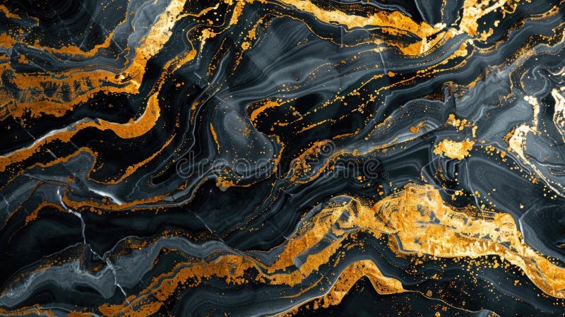 Close-up of a Black and Gold Marble Surface, Suitable for Backgrounds ...