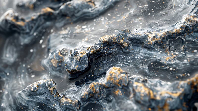 Close-up of Black and Gold Rock Formation. Generative by AI Stock ...
