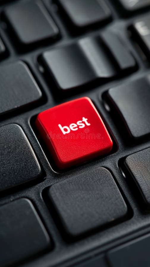 Close-up of a Black Keyboard with a Red Best Button Stock Image - Image ...