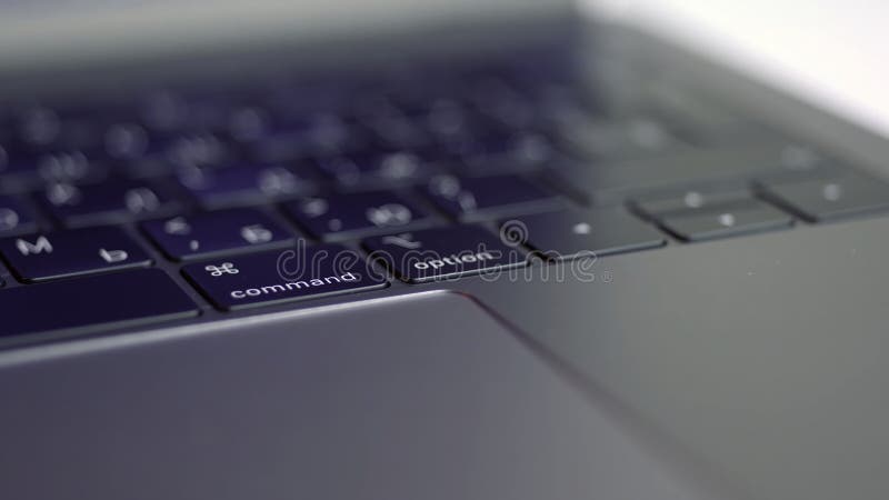Close Up of Black Keyboard and Silver Laptop, Focus Moving Slowly ...