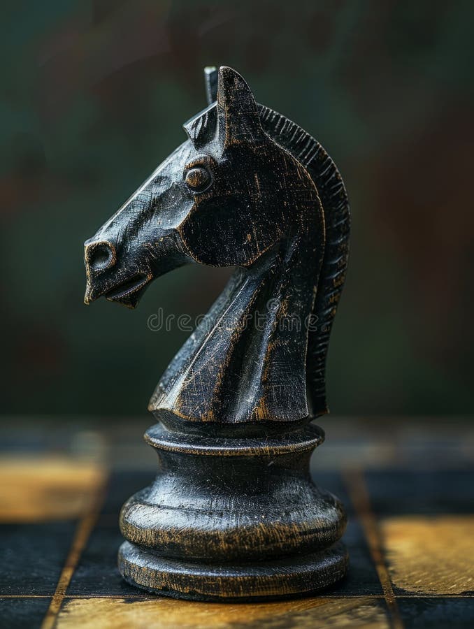 Close-up of a Black Knight Chess Piece on a Chessboard Stock Image ...