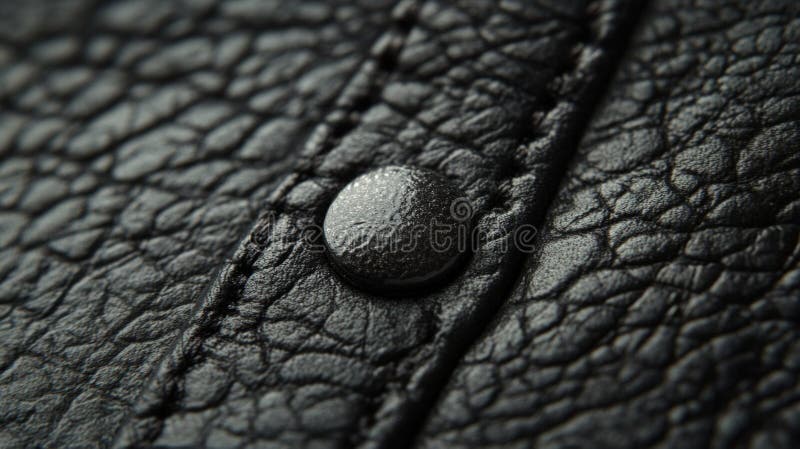Close-up of Black Leather with Button Stock Photo - Image of material ...