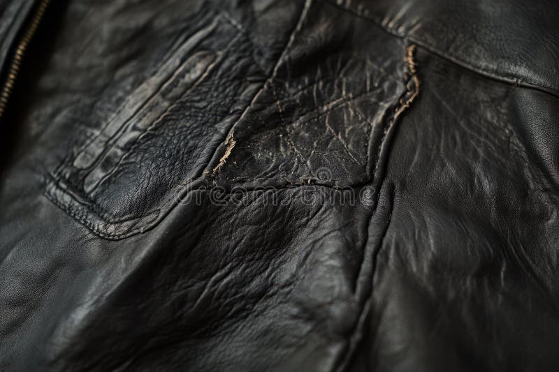 Close-up of Black Leather Jacket Texture, Soft yet Rugged, Capturing ...