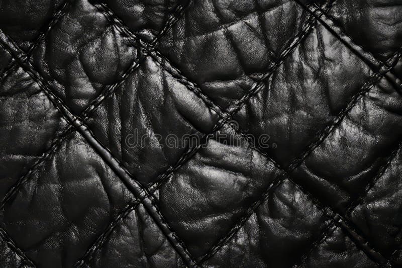 Close-up of Black Leather Jacket Texture, Soft yet Rugged, Capturing ...