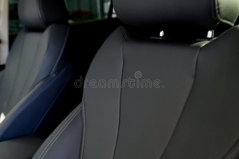 Close-up of Black Leather Seat of Modern Car Stock Image - Image of ...