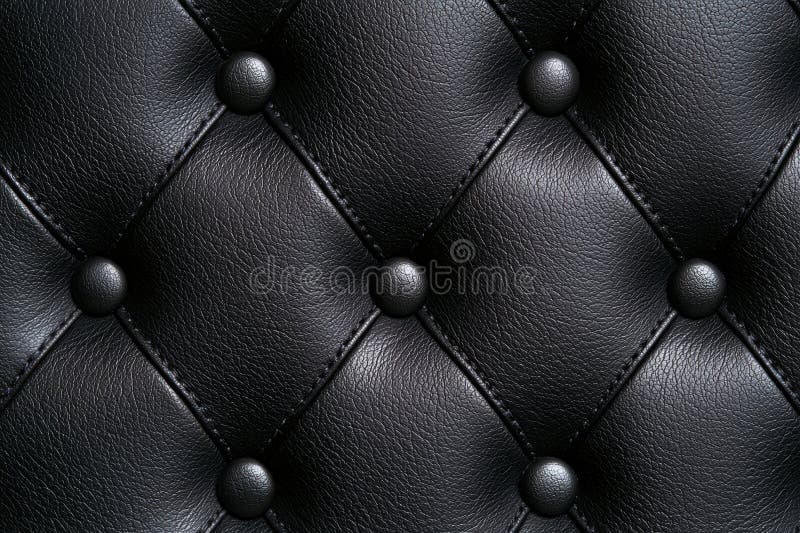 Close-up of Black Leather Texture with Diamond Pattern and Metal Studs ...
