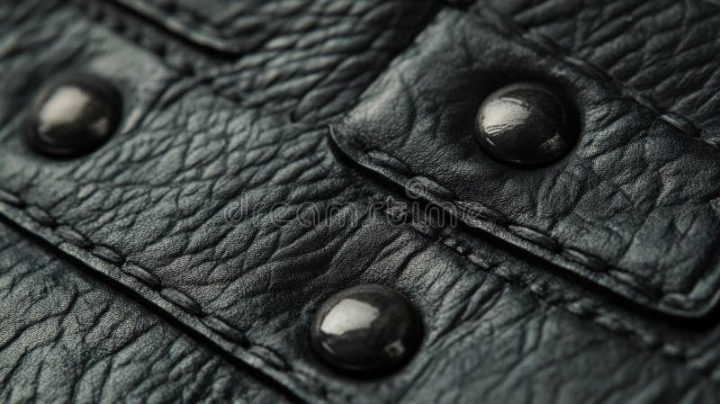 Close-up of Black Leather Texture with Metal Buttons Stock Image ...