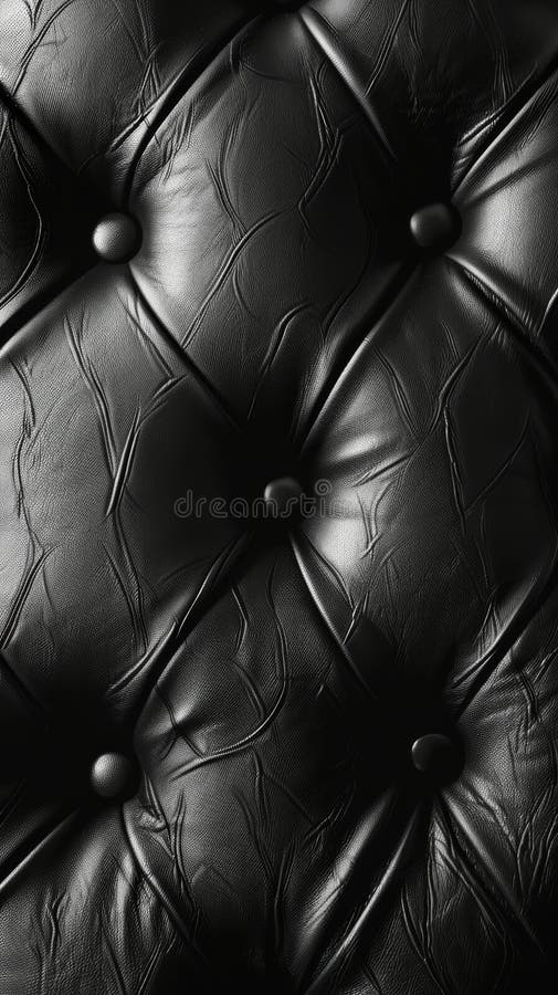 Close-up of Black Leather Tufted Upholstery Texture Stock Photo - Image ...