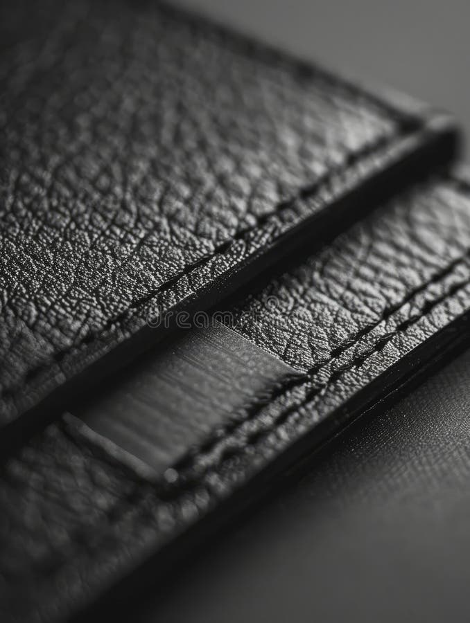 Close-up of a Black Leather Wallet with Detailed Texture. Stock Photo ...