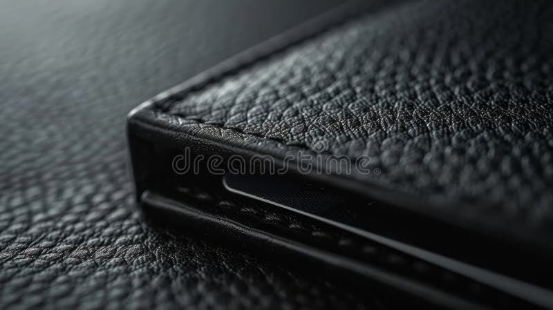 Close-up of a Black Leather Wallet, Showing Detailed Texture. Stock ...