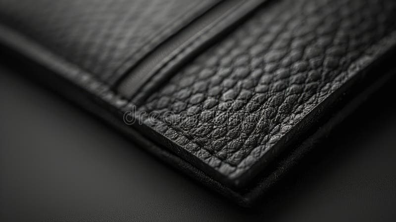 Close-up of a Black Leather Wallet Surface Showing Texture Details ...