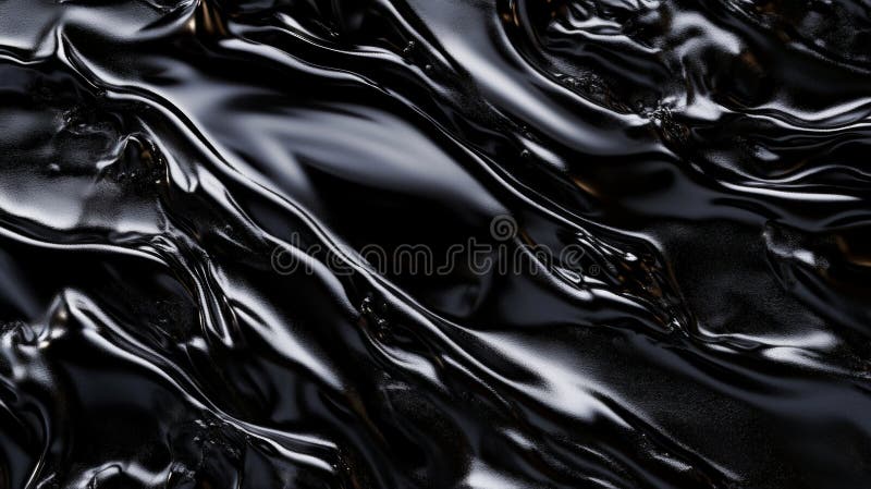 Close Up of Black Liquid Flowing Over Dark Surface Showcasing Texture ...