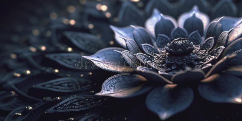 Close Up of a Black Lotus Flower Stock Illustration - Illustration of ...