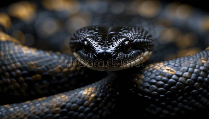 Close Up of Black Mamba Snake. Stock Illustration - Illustration of ...