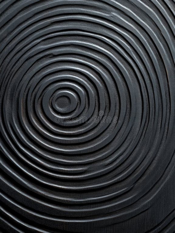 Close Up of a Black Metallic Surface with Concentric Circular Engraved ...