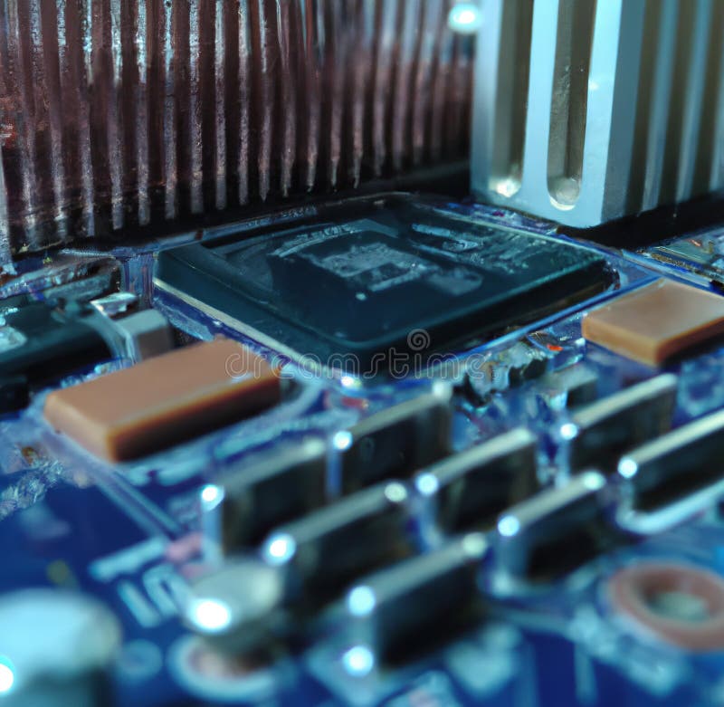 Close Up of Black Mother Computing Board with Computer Elements Stock ...