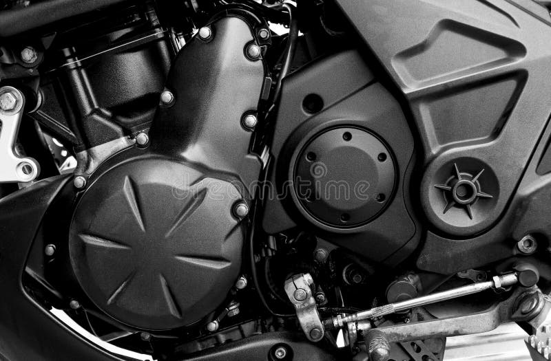 Close Up Black Motorcycle Engine Stock Photo - Image of machine ...