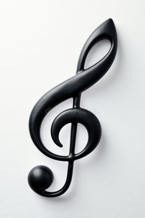 Close Up of a Black Musical Note Against Pure White Backdrop , Minimal ...