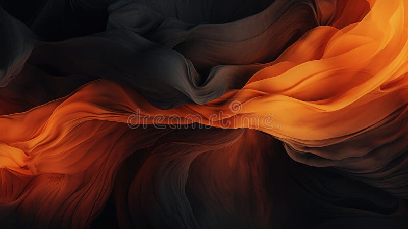 A Close Up of a Black and Orange Swirl Pattern on Fabric, AI Stock ...