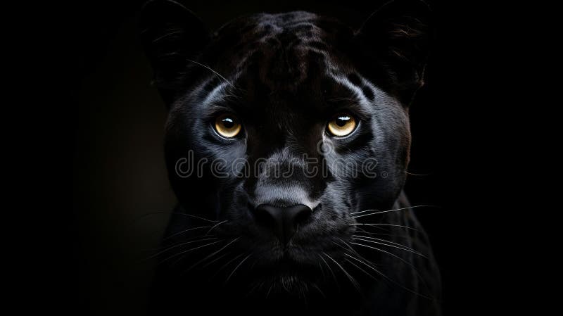 A Close Up of a Black Panther S Face Stock Photo - Image of majestic ...