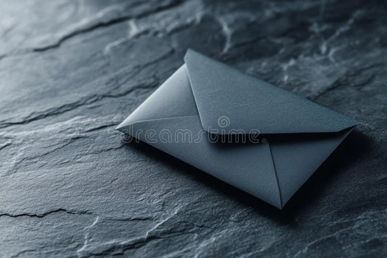Close Up of Black Paper Envelope on the Black Table Background Stock ...