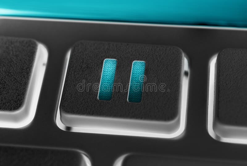 Close Up Of A Grey Pause Button On Chrome Remote Control For A Hifi ...