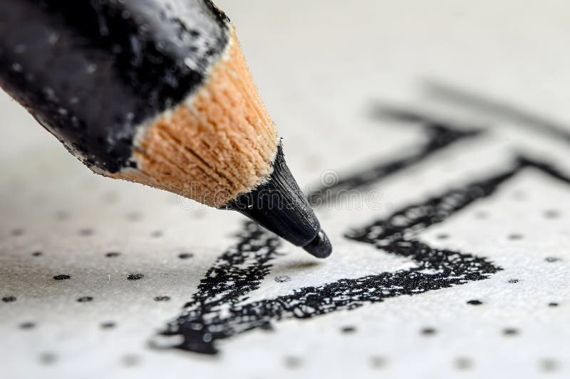 Close-Up of Black Pencil Drawing on Dotted Paper for Art and Design ...