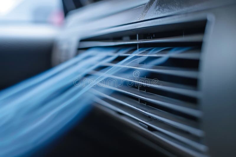 Close Up of Black Plastic Car Air Conditioning Vent Emitting Smooth ...
