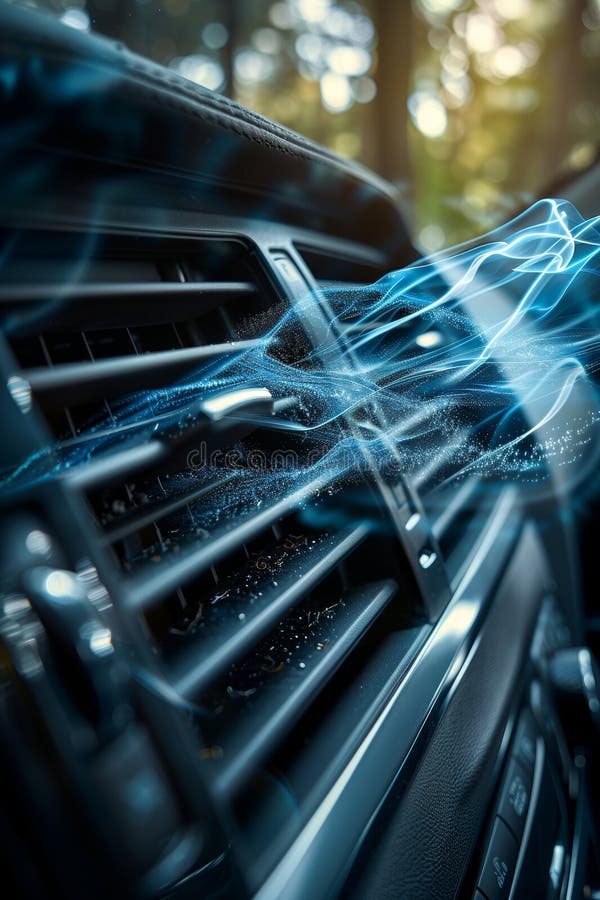 Close Up of Black Plastic Car Air Conditioning Vent Emitting Smooth ...